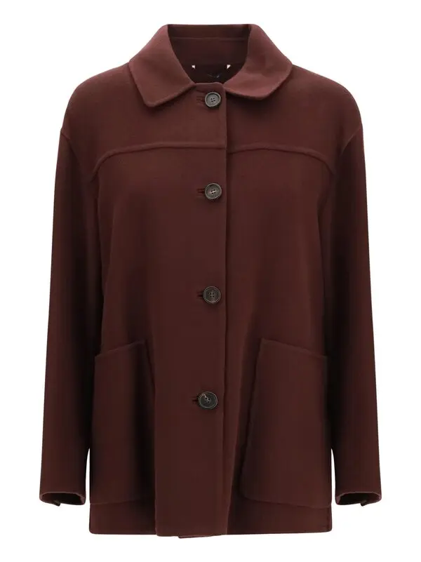 'S MAXMARA S Maxmara Giugno Short Virgin Wool Coat - Bordeaux
