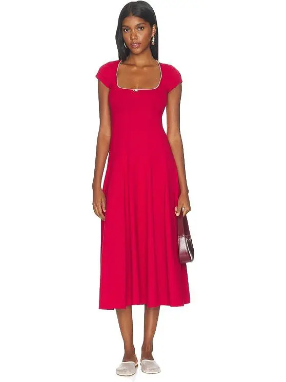 RAT BOI Cotton Blend Midi Dress - Cherry