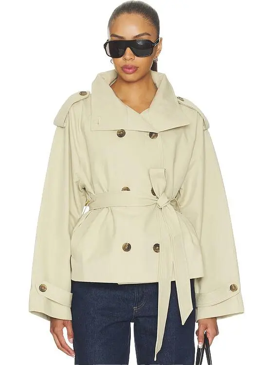 ELODIE THE LABEL Saint Cropped Trench Jacket - Khaki