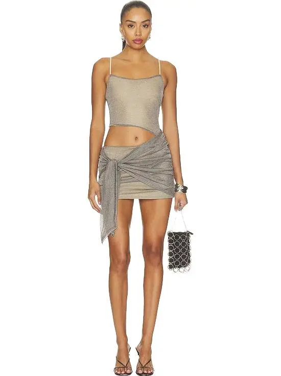 TIGER MIST Azelma Metallic Thread Mini Dress - Silver