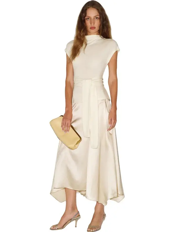 REFORMATION Norette Knit Top With Mock Neck And Tie Detail - Ivory