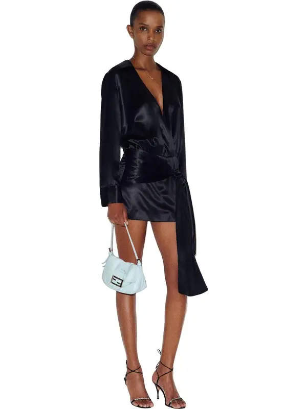 REFORMATION Manhattan Silk Dress - Black