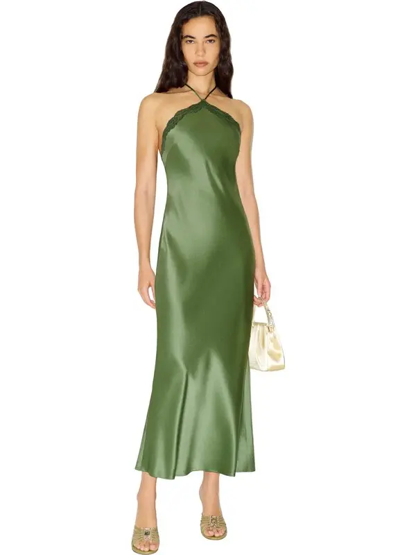 REFORMATION Aara Silk Dress - Green