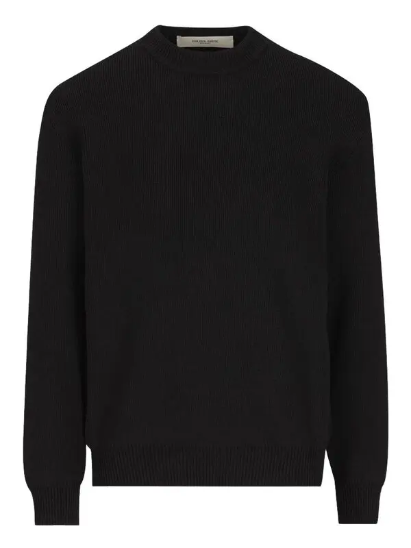 GOLDEN GOOSE Cotton Crewneck Sweater With Appliqu - Black