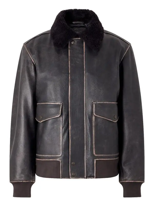 Rag & Bone Manston Leather Bomber Jacket - Brown