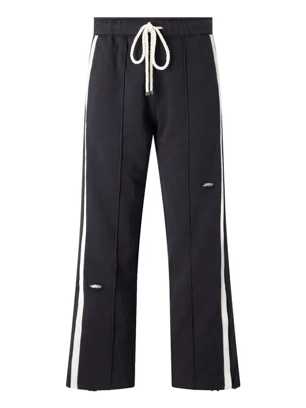 NAHMIAS Repaired Wide-leg Cotton-jersey Drawstring Sweatpants - Black