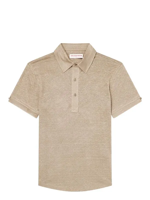 Orlebar Brown Sebastian Linen-jersey Polo Shirt - Brown