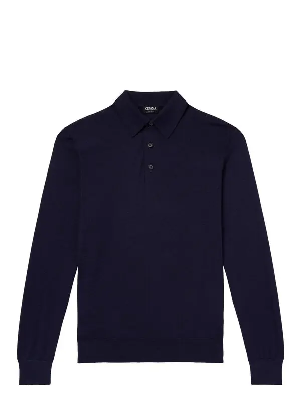 Zegna Cashmere And Silk-blend Polo Shirt - Blue