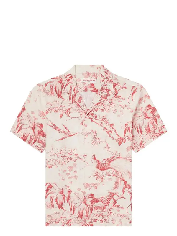 Orlebar Brown Maitan Camp-collar Printed Linen Shirt - Red