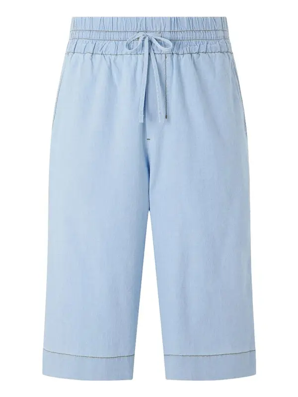 AMI Paris Straight-leg Logo-embroidered Cotton-chambray Shorts - Blue