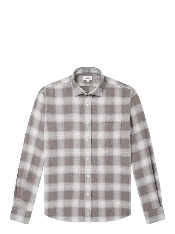 Hartford Paul Checked Cotton And Lyocell-blend Flannel Shirt - Brown
