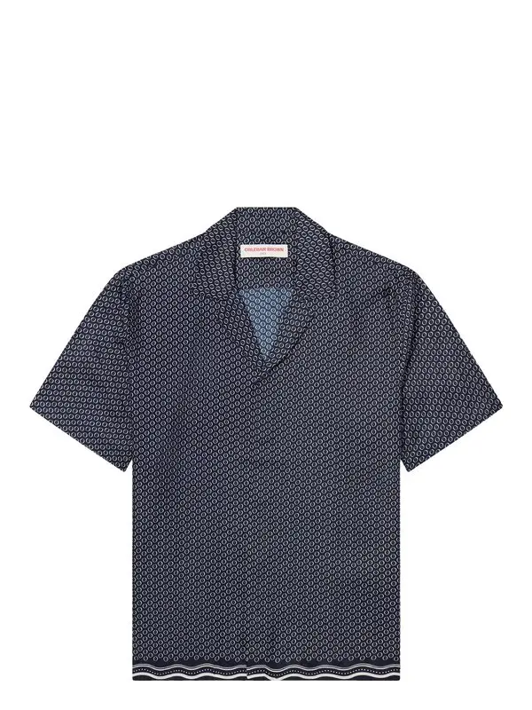 Orlebar Brown Maitan Camp-collar Printed Silk-satin Shirt - Blue