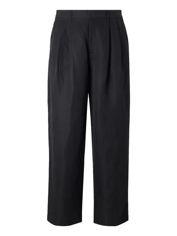 SSSTEIN Wide-leg Linen And Silk-blend Twill Trousers - Black