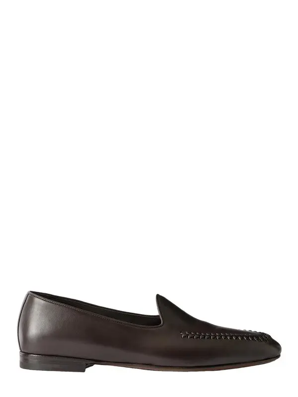 Manolo Blahnik Brera Leather Loafers - Brown