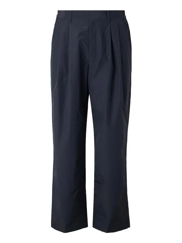 SSSTEIN Wide-leg Cotton-blend Pleated Satin Trousers - Black