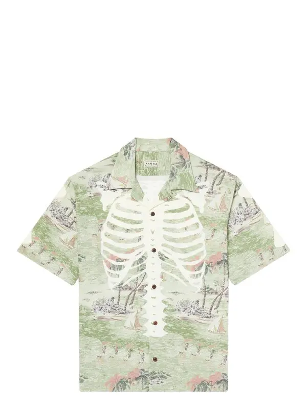 Kapital Aloha Convertible-collar Printed Woven Shirt - Green