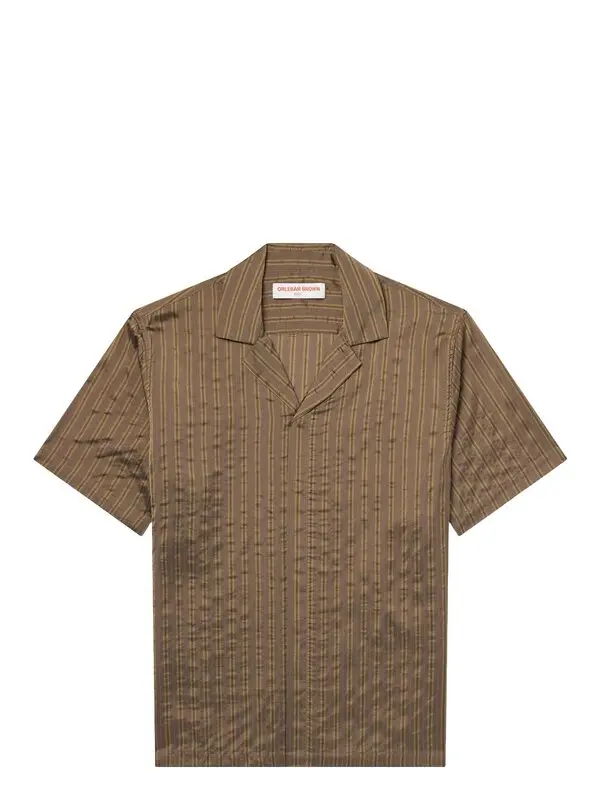 Orlebar Brown Maitan Villa Camp-collar Striped Woven Shirt - Brown