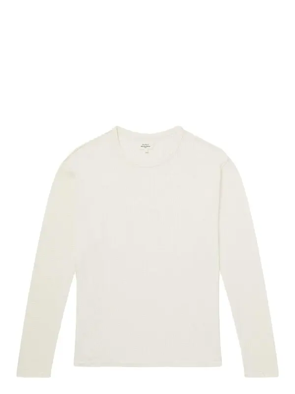 Hartford Waffle-knit Cotton T-shirt - Ecru