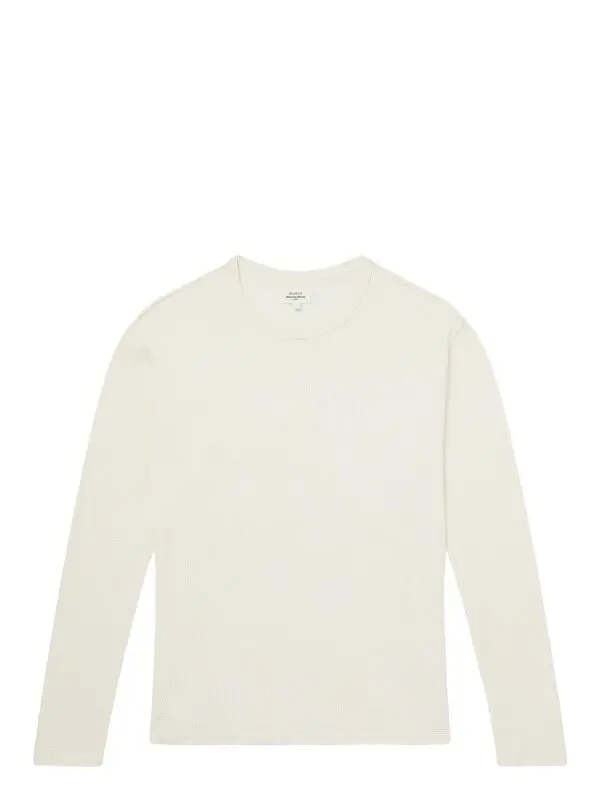Hartford Waffle-knit Cotton T-shirt - Neutrals