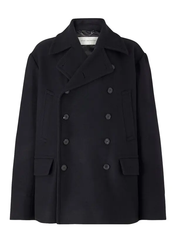 Dries Van Noten Double-breasted Wool-blend Coat - Black