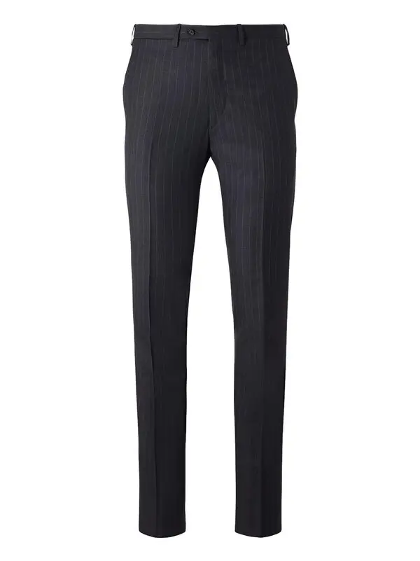 Kiton Straight-leg Pinstriped Wool Suit Trousers - Gray