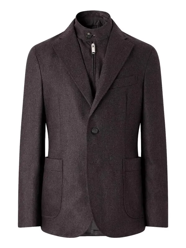 SLOWEAR Wool-blend Flannel Suit Jacket - Brown
