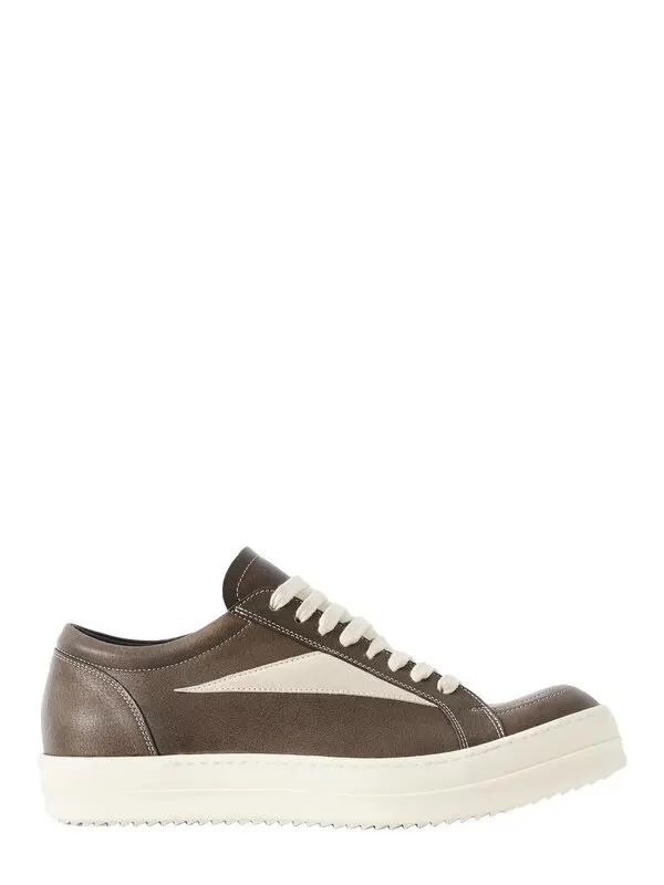 Rick Owens Sneaks Suede-trimmed Full-grained Leather Sneakers - Brown