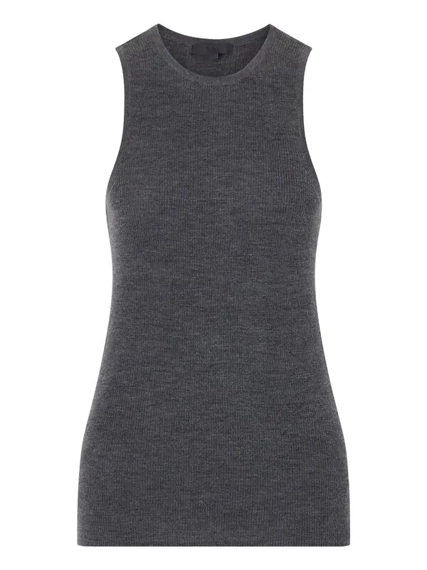 Tibi Ribbed Wool Tank Top - Gray