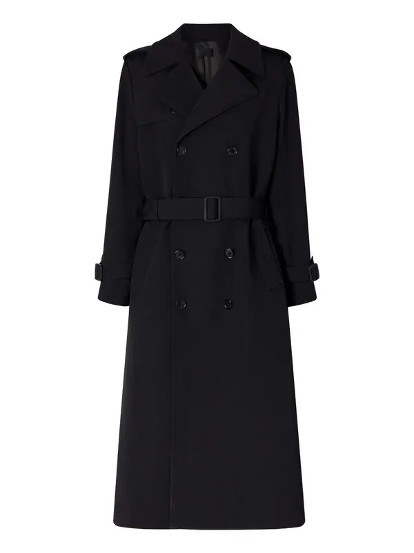 NILI LOTAN Marin Wool-blend Twill Trench Coat - Black