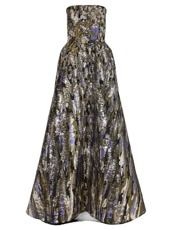 Elie Saab Strapless Embroidered Sequined Tulle Gown - Multi