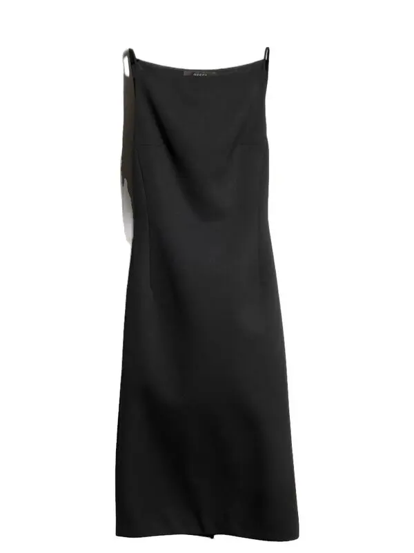Gucci Sleeveless Square Neck Dress With Engraved Tag - Black