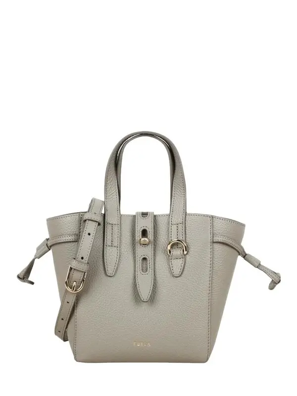 Furla Net Logo Printed Mini Tote Bag - Gray