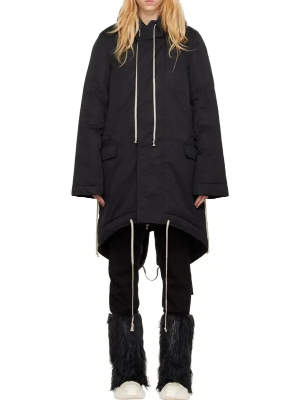 Rick Owens Drawstring-hooded Parka Coat - Black