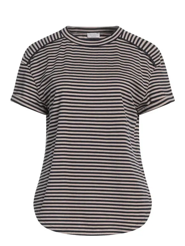 Brunello Cucinelli Striped Crew Neck T-shirt - Black