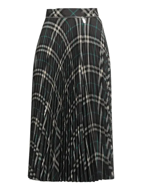 Burberry Plaid Pleated Skirt - Black