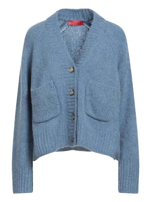 MAXCO. V-neck Knitted Cardigan - Blue