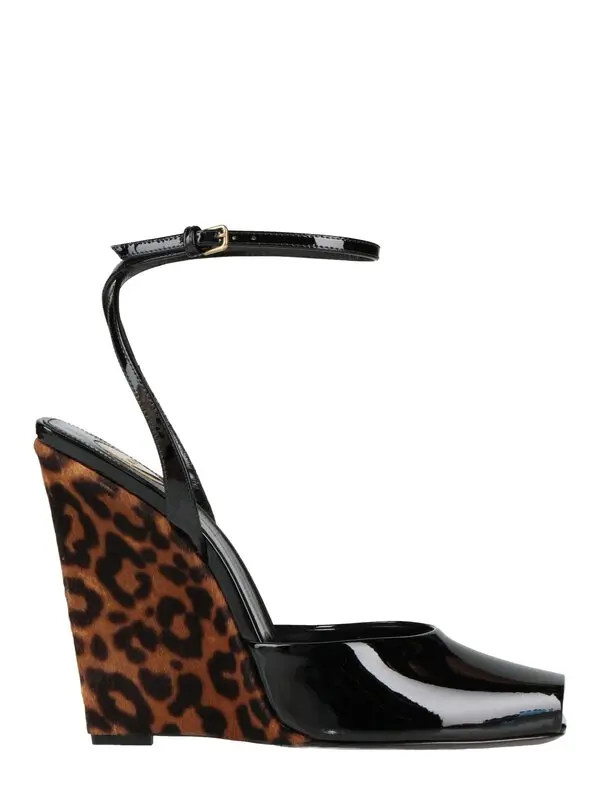 Saint Laurent Two-tone Wedge Sandals - Black