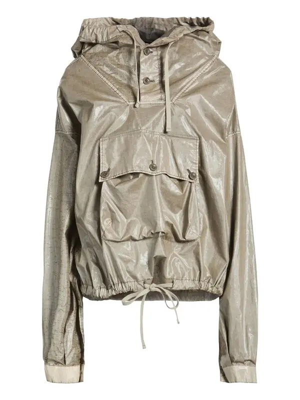 MAISON MARGIELA Plain Colour Waxed Effect Hooded Jacket - Nude