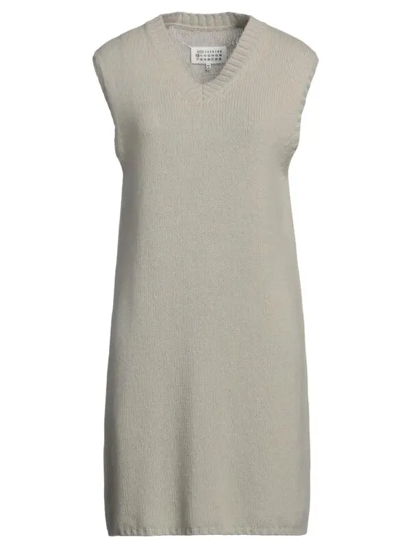 MAISON MARGIELA Sleeveless V-neck Wool Knit Dress - Gray