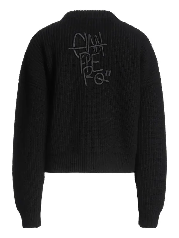 Dolce & Gabbana Wool Knit Top With Appliqués - Black