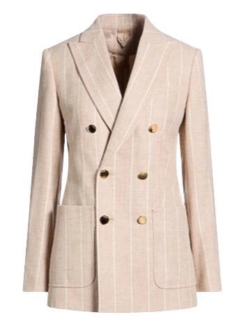 Max Mara Striped Double-breasted Blazer - Nude