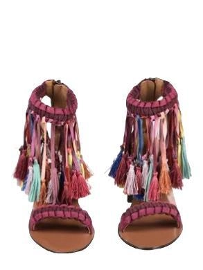 Chloé Multicolor Tassel Ankle Boots - Red
