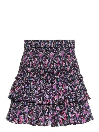 Isabel Marant Étoile Floral Printed Tiered Skirt - Black
