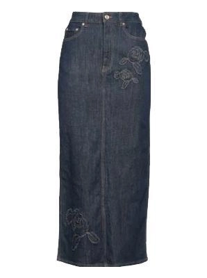 GANNI High-waisted Floral Embroidered Denim Maxi Skirt - Black