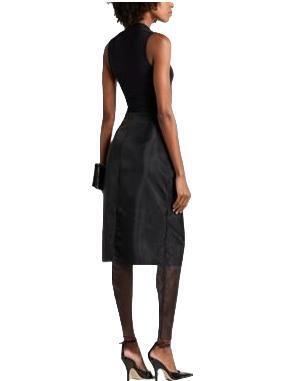 Rag & Bone Color-block Midi Skirt With Sheer Mesh Hem And Side Slit - Black