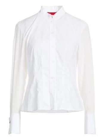 MAXCO. Max&co. Georgette Shirt With Mandarin Collar - White
