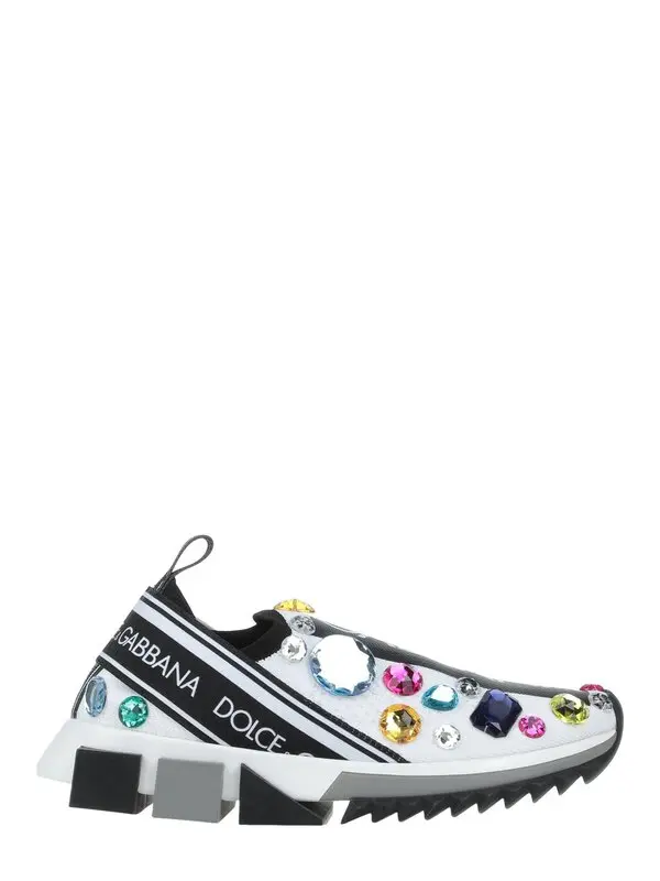 Dolce & Gabbana Embellished Round Toe Sneakers - White