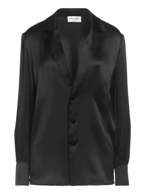 Saint Laurent Satin Long-sleeve Shirt - Black