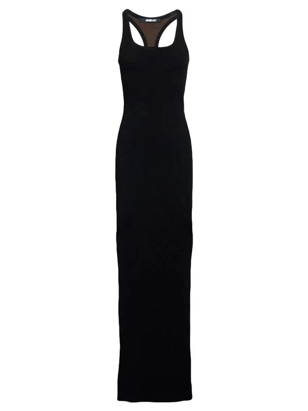 Jacquemus Sleeveless Maxi Dress With Square Neckline And Back Split - Black