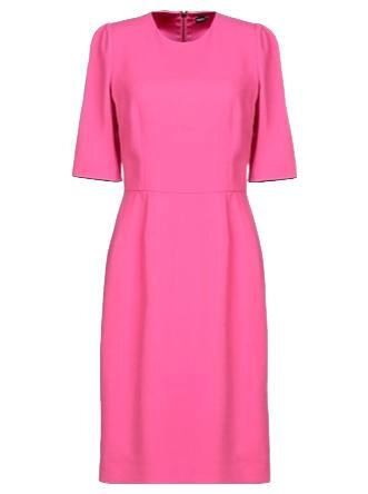Dolce & Gabbana Crepe Short Sleeve Dress - Fuchsia